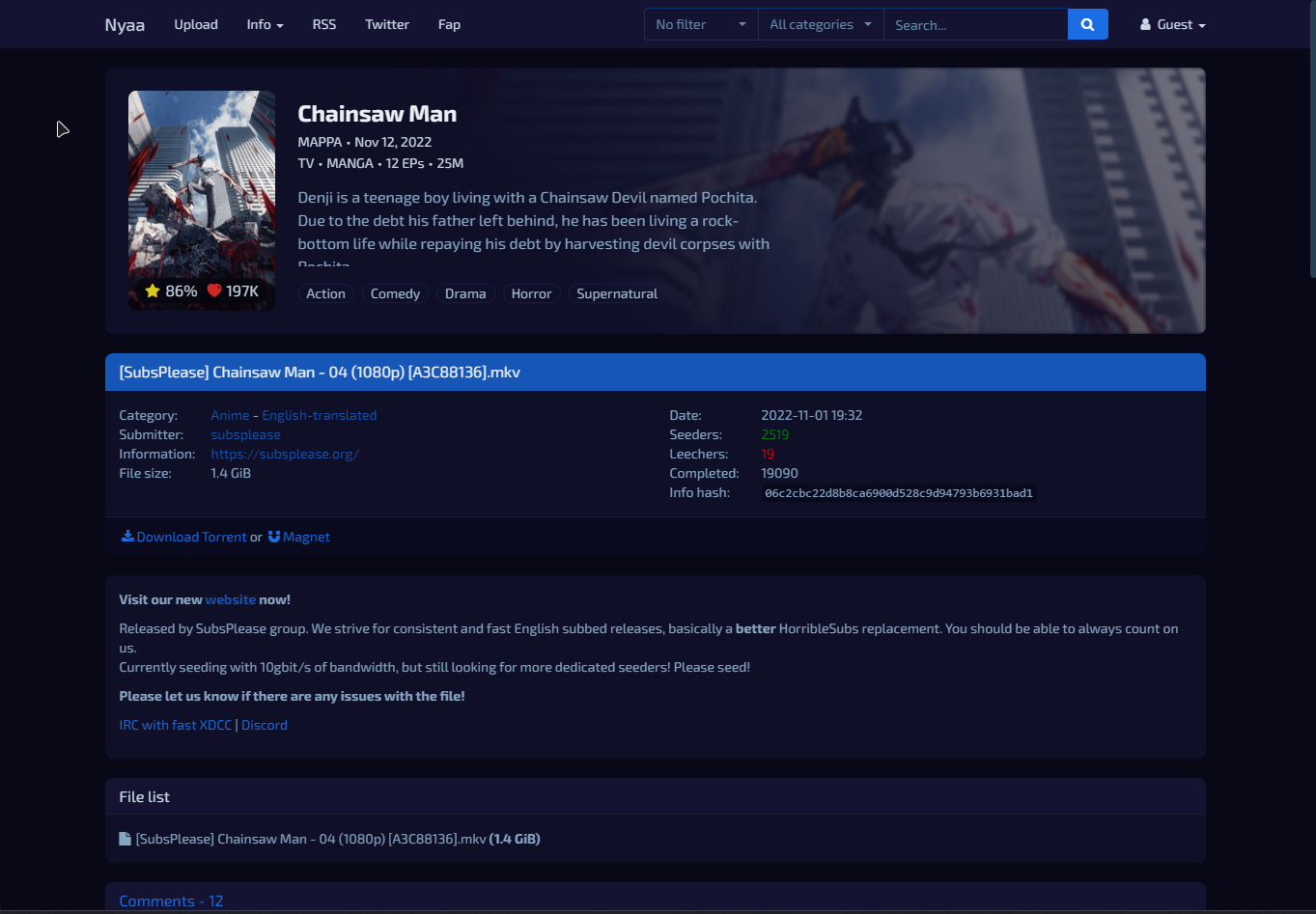 GitHub - MrYuto/AniyaaList: A userscript that brings a new way to experience Nyaa.