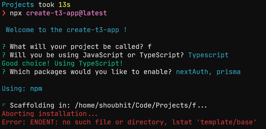 Packages Fail To Install · Issue 65 · T3 Osscreate T3 App · Github 1743
